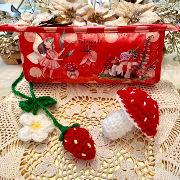kate spade | Bags | Kate Spade Pouch Red Pink Polka Dots Woodland Fairy ...